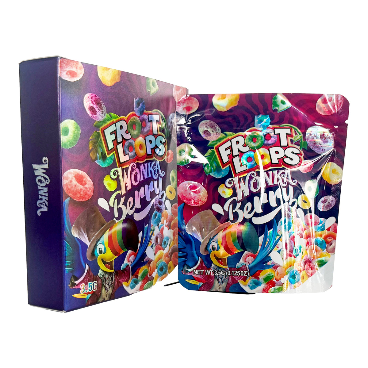 Froot Loops Wonka Berry 3.5g Holographic Bag with Matching Box Design ...