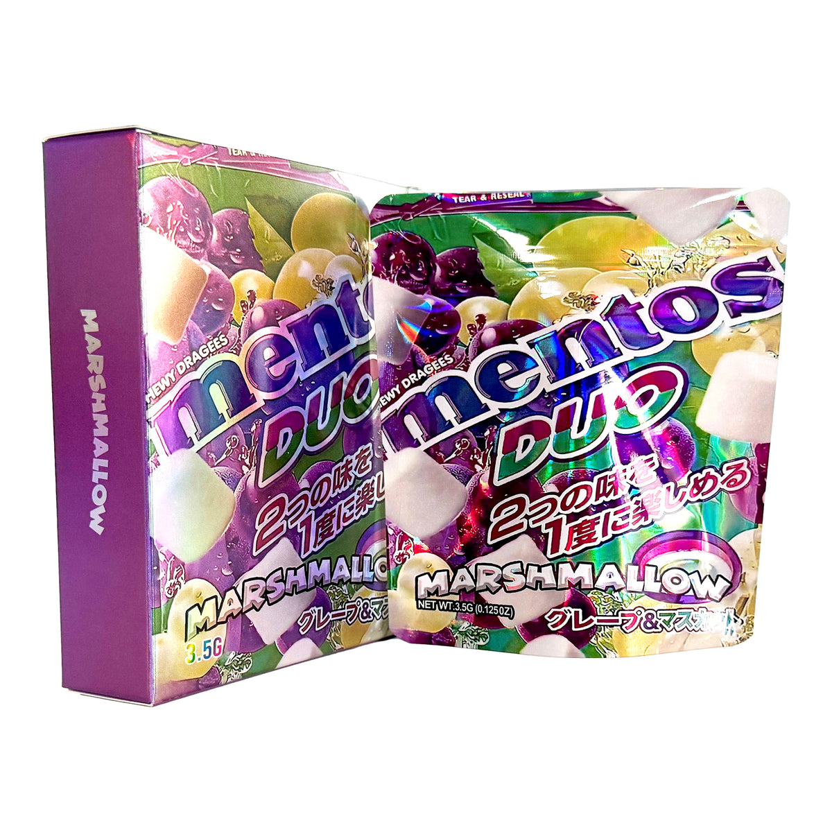 Mentos duo marshmallow 3.5g Holographic Bag with Matching Box Design ...