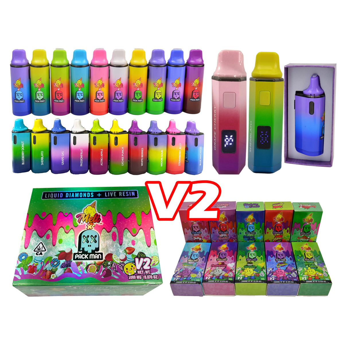 Melt x Packman Digital V2 Disposable Vapes (500 Units / Per Lot ...