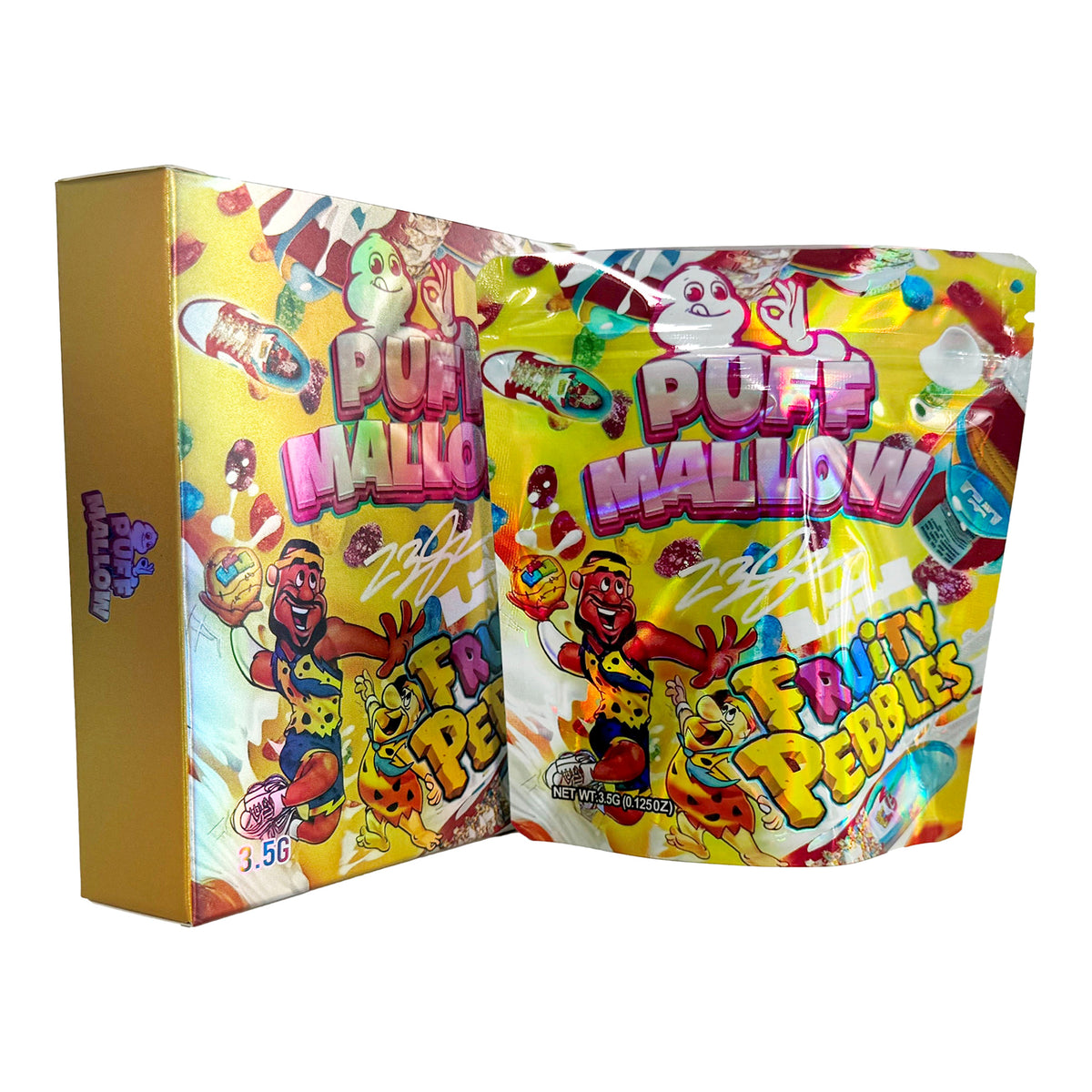 Puff Mallow Fruity Pebbles 3.5g Holographic Bag with Matching Box Desi ...