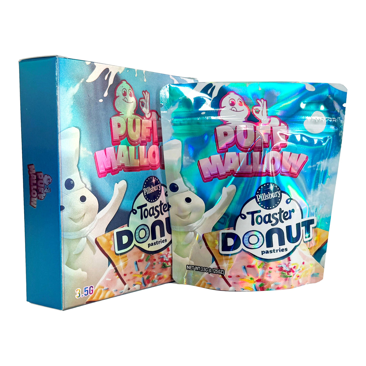 Puff Mallow Toaster Donut 3.5g Holographic Bag with Matching Box Desig ...