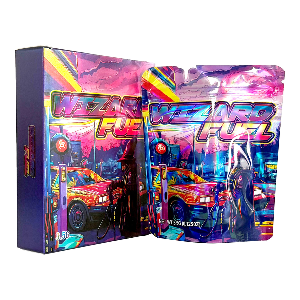 Wizard Fuel 3.5g Holographic Bag with Matching Box Design – MylarPacks ...